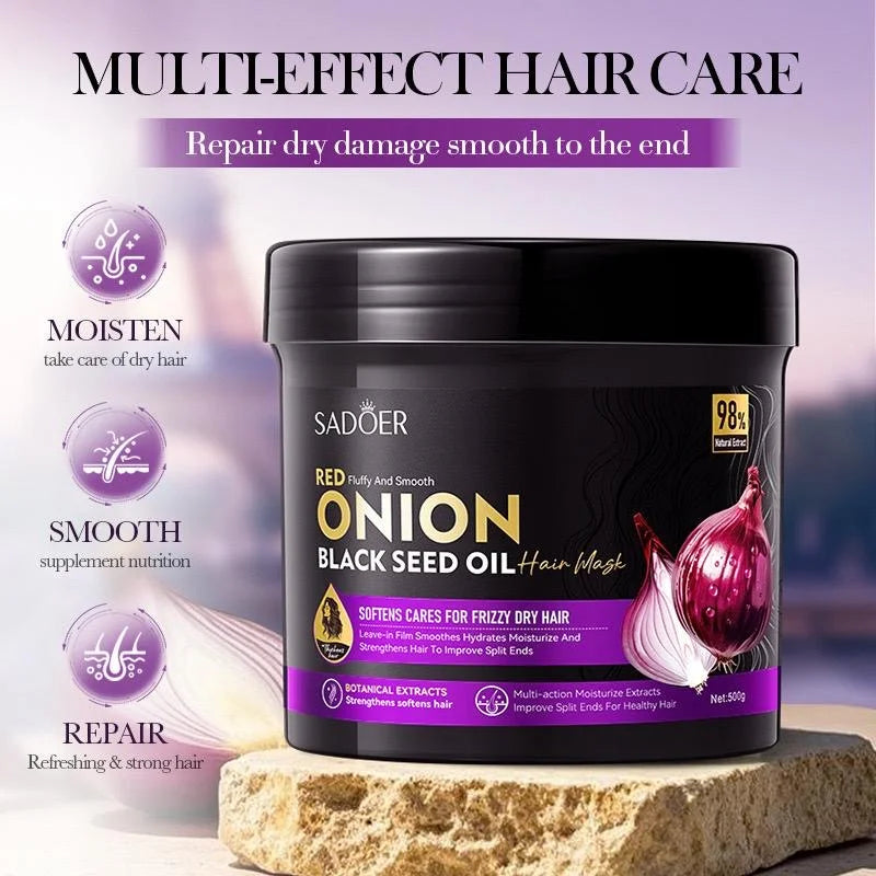 SADOER Red Onion Black Seed Oil Hair Mask | Strengthens Roots & Promot ...